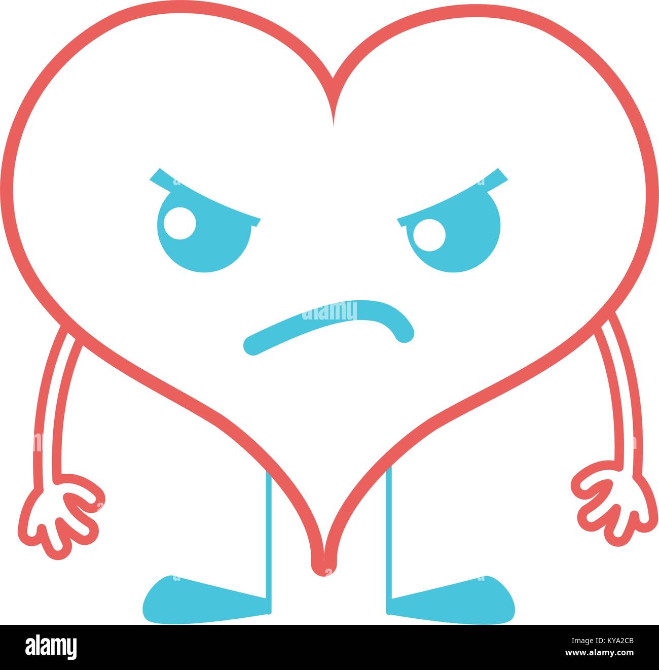 color line angry heart passion kawaii with arms and legs Stock Vector ...