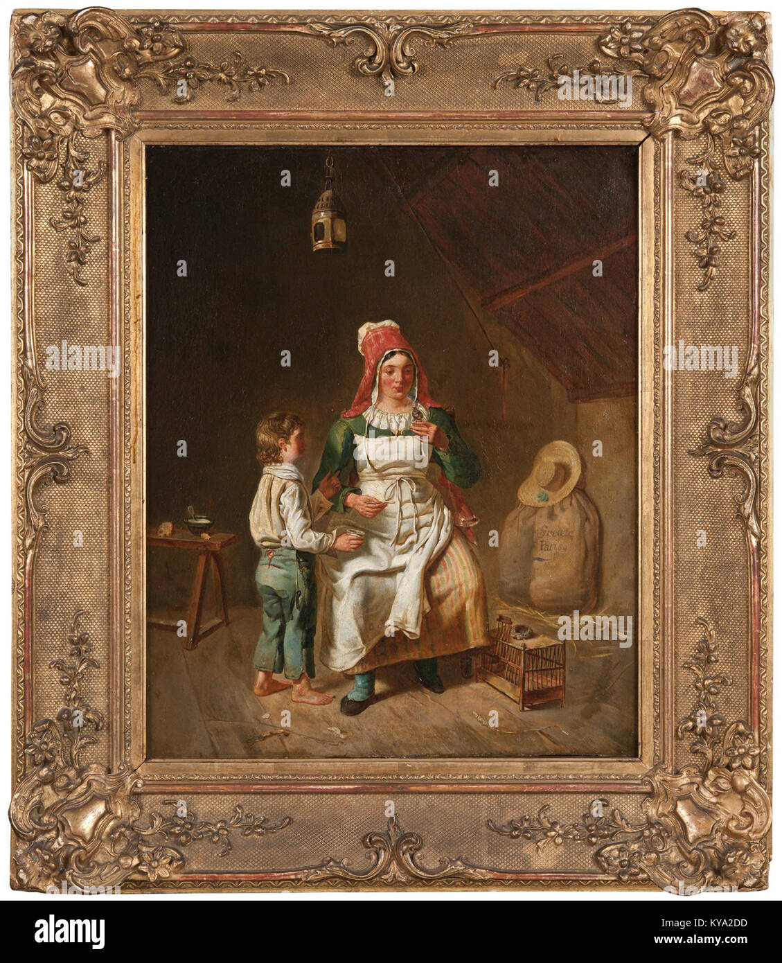 'Mor och son med en fågel' is a painting by Anne-Geneviève Greuze ...