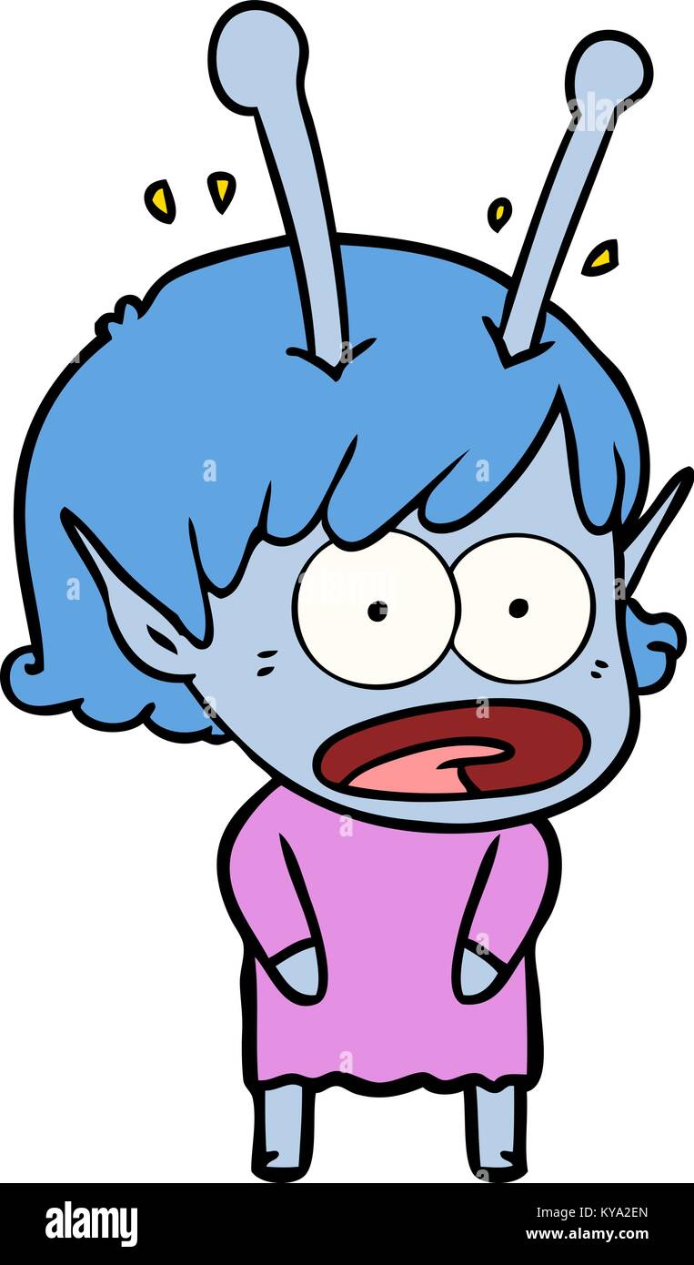 cartoon shocked alien girl Stock Vector Image & Art - Alamy