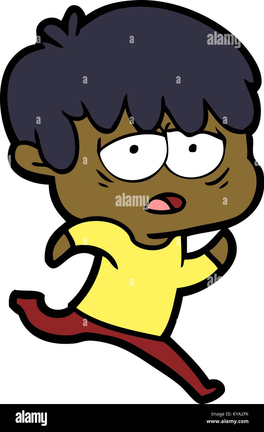 cartoon exhausted boy Stock Vector Image & Art - Alamy