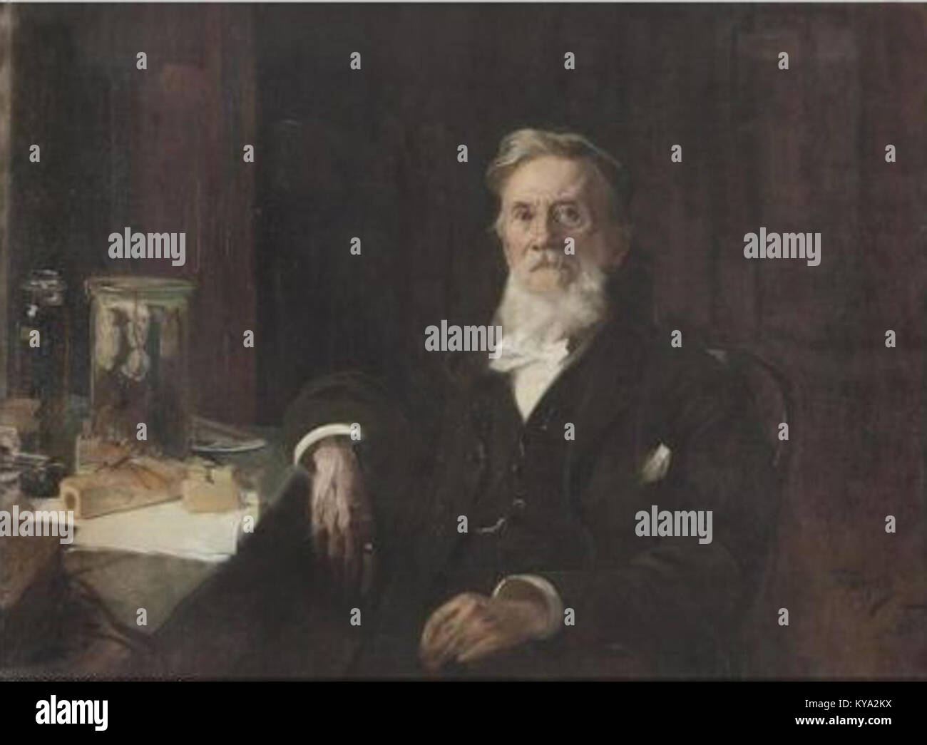 A portrait of Carl Brunner von Wattenwyl, showing attire, facial ...