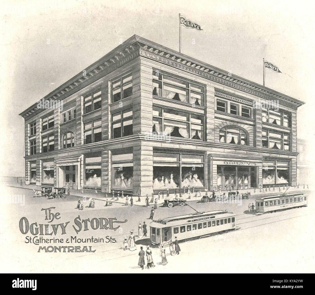 A historical photograph of the Ogilvy department store in Montreal ...