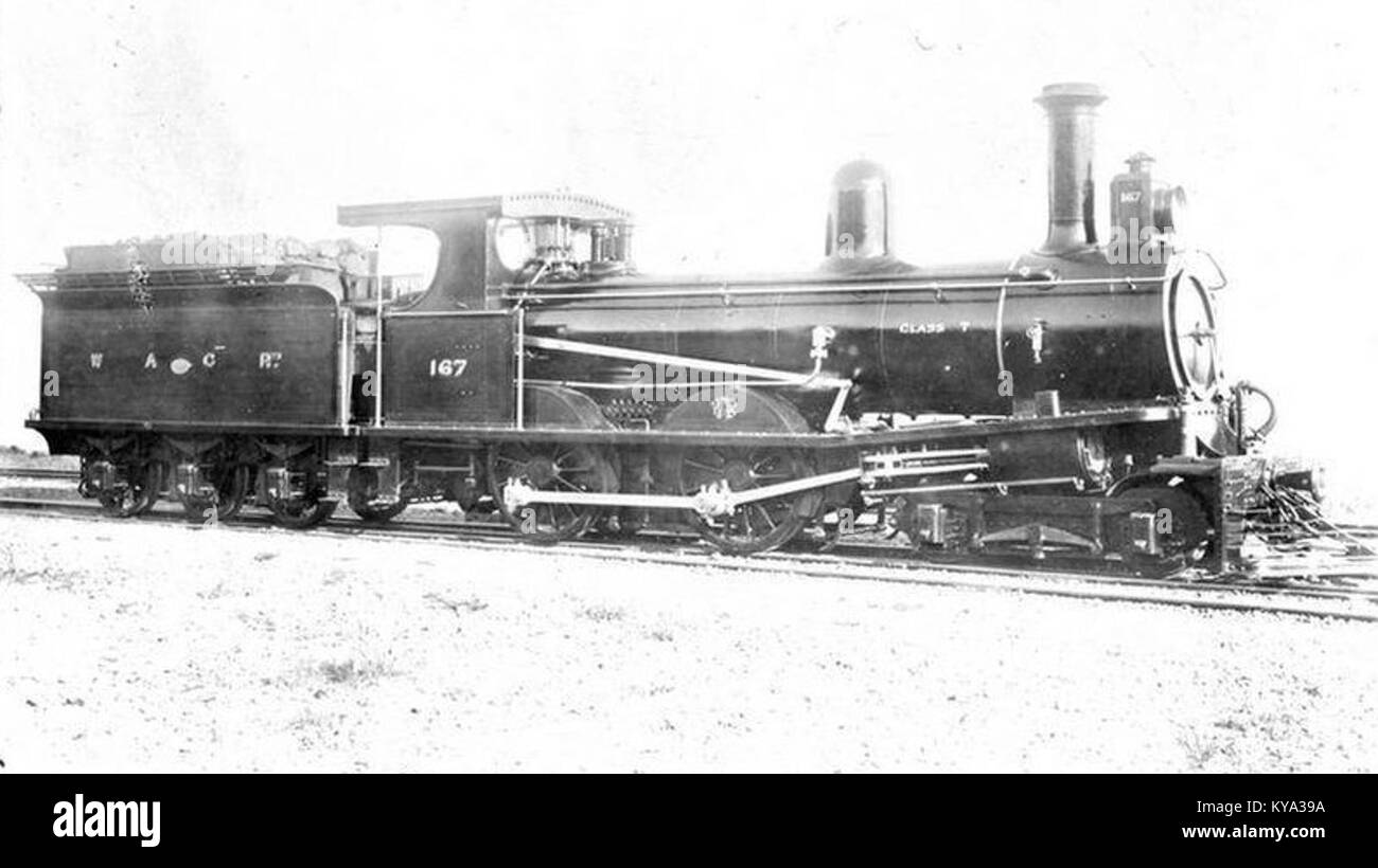 The T167 locomotive in its first WAGR livery around 1900 shows early ...