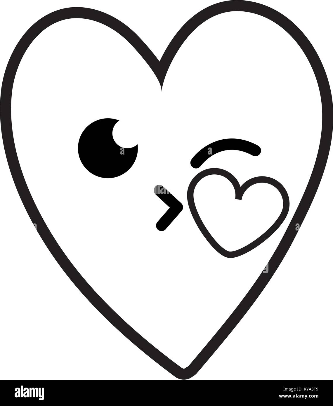 line cute heart kiss kawaii cartoon Stock Vector Image & Art - Alamy