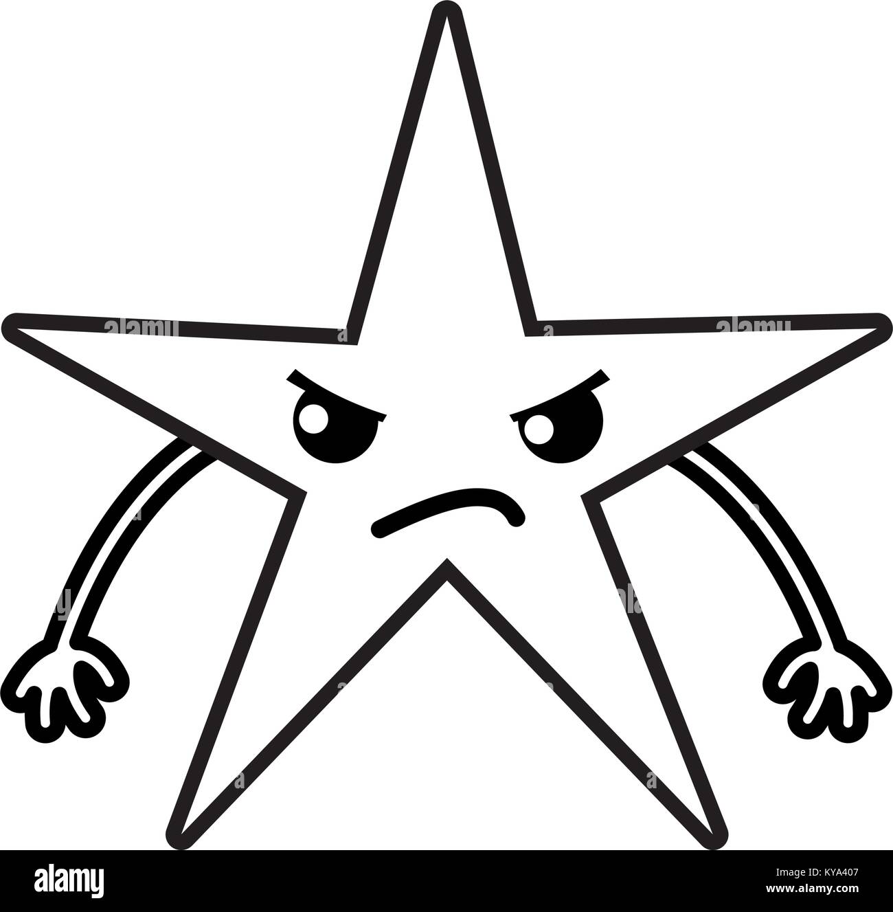 line angry shiny star kawaii with arms Stock Vector Image & Art - Alamy