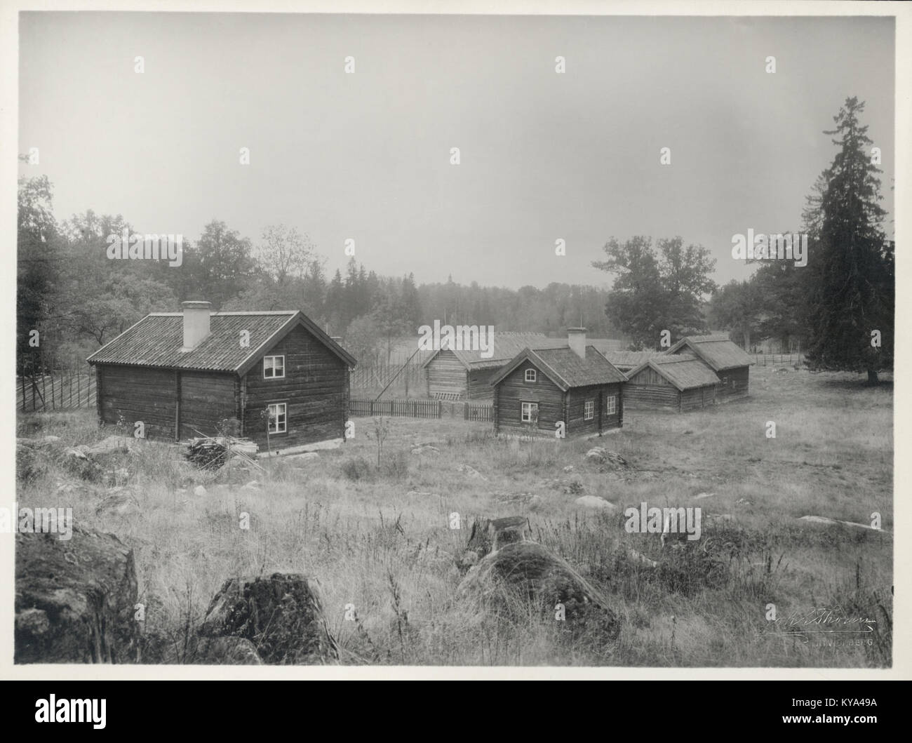 A photograph of Forngården farm in Björka-Söby, Sweden, highlighting ...