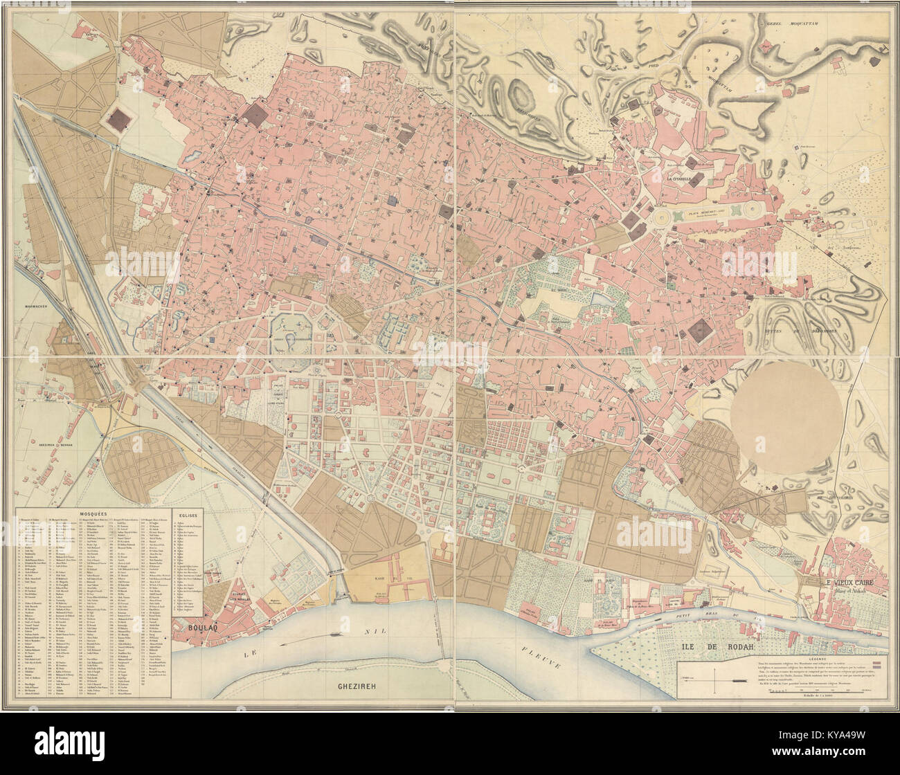 A general plan of Cairo, showing the urban layout, streets, districts ...