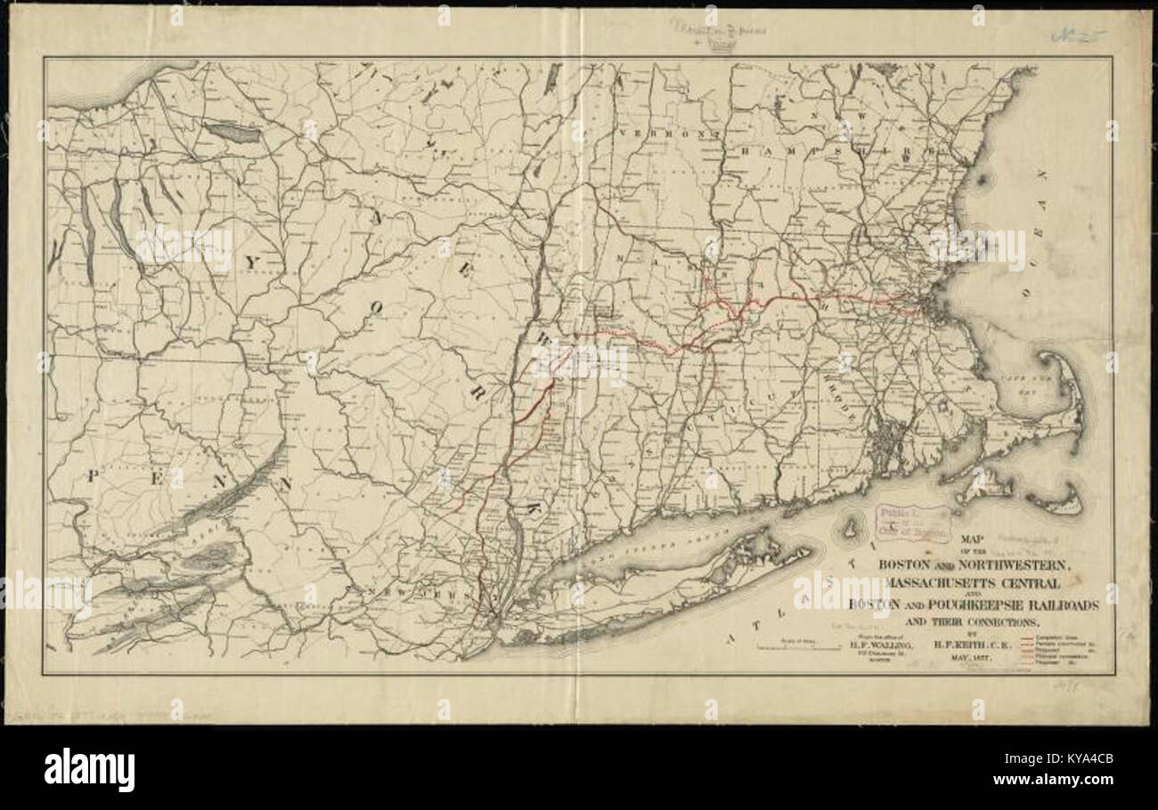 Map of the Boston and Northwestern, Massachusetts Central, and Boston ...