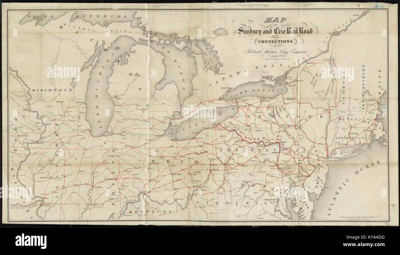 This map shows the Sunbury and Erie Railroad, illustrating rail lines ...