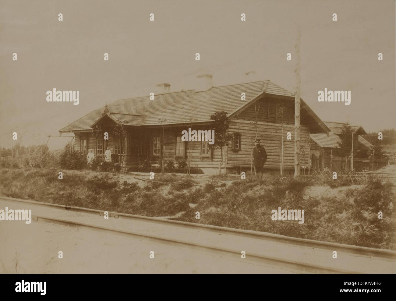 This image depicts a large railroad workers' house located by Ieriki ...