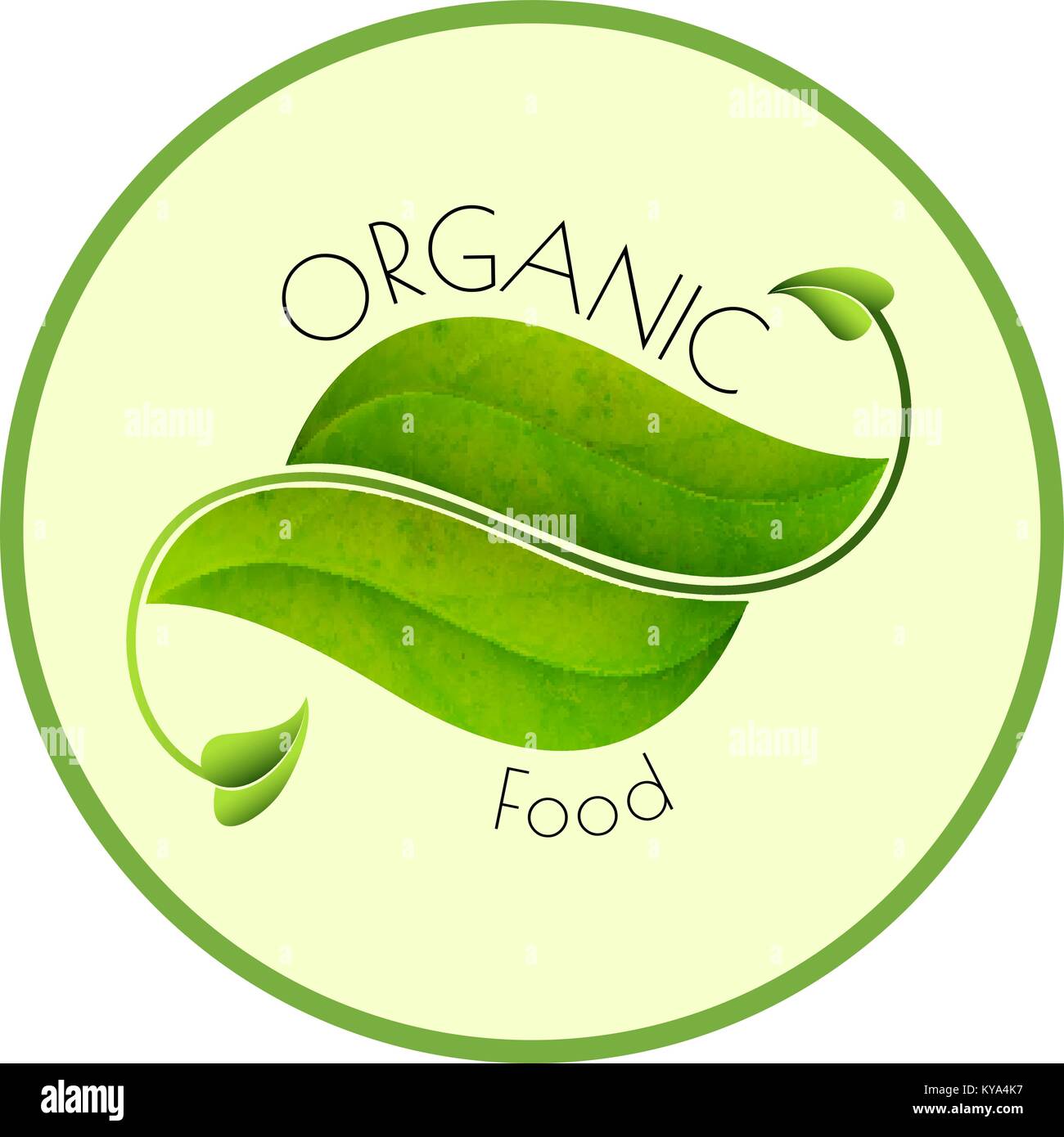 Simple round logotype design with leafs for organic products branding ...
