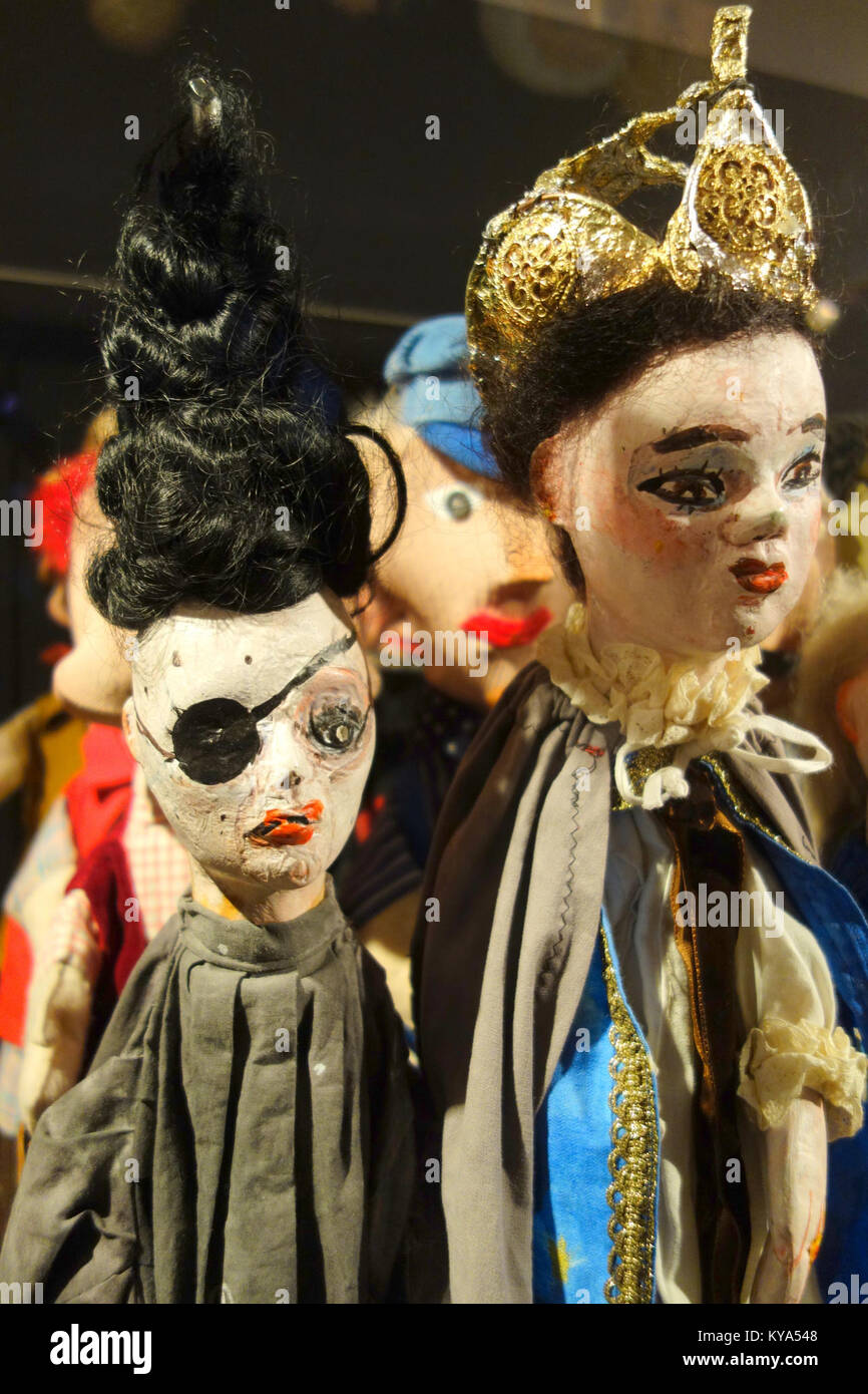 This image shows traditional puppets displayed at the Museum für ...