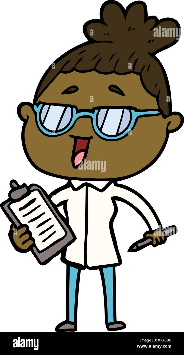 cartoon happy woman wearing spectacles Stock Vector Image & Art - Alamy