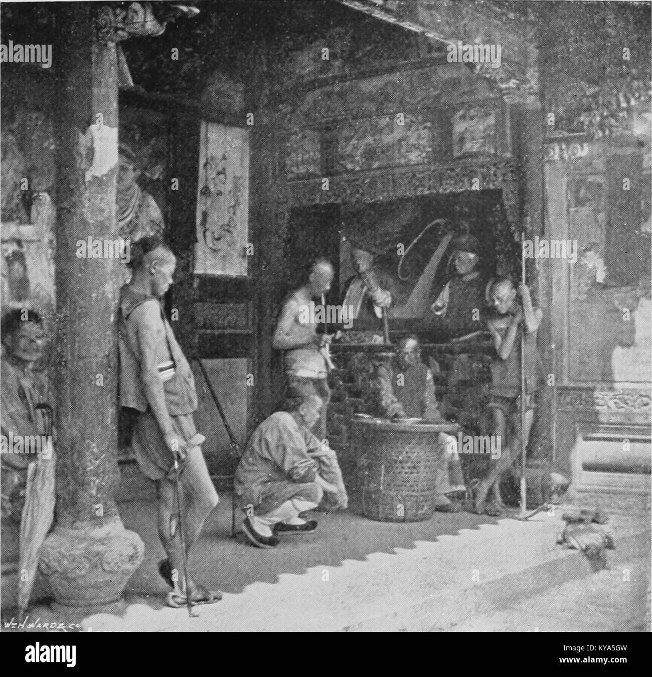 This scene depicts gambling activities occurring at a wayside or ...