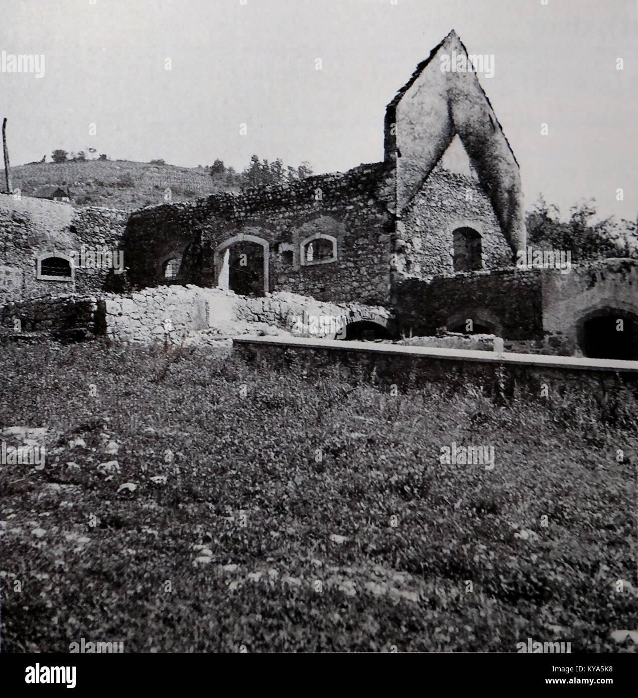 Pozgani Castle in Bajnof, photographed by F. Mesesnel in 1943, is a ...