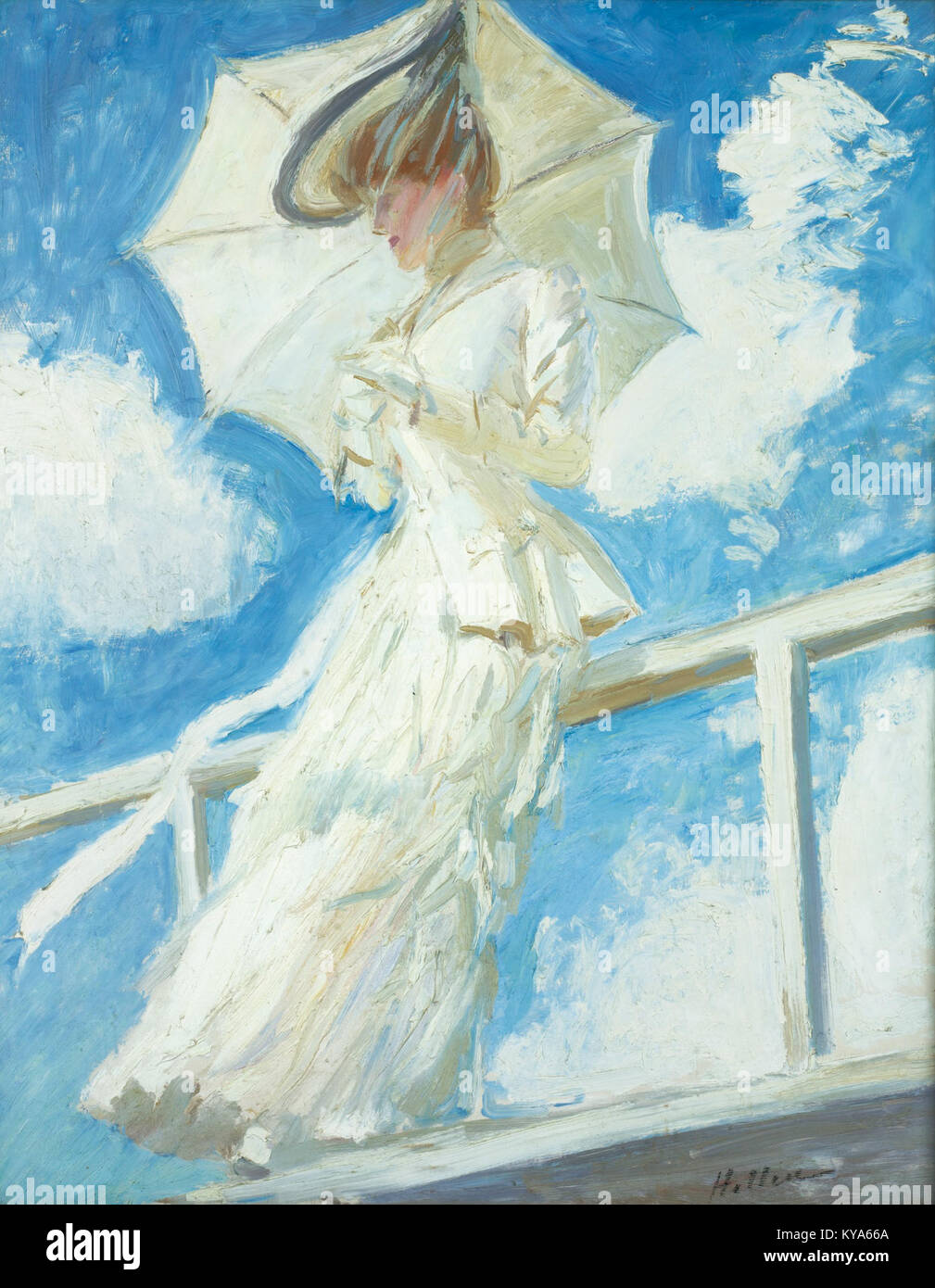 Portrait of Madame Helleu with a parasol, painted by French artist Paul ...