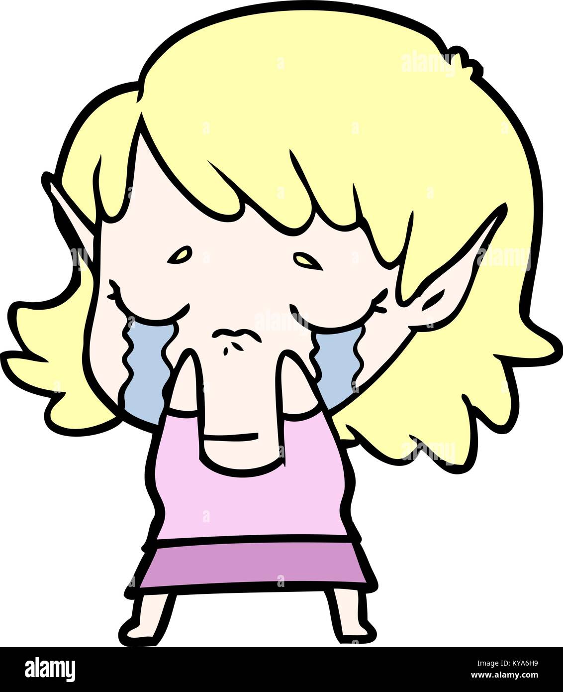 cartoon crying elf girl Stock Vector Image & Art - Alamy