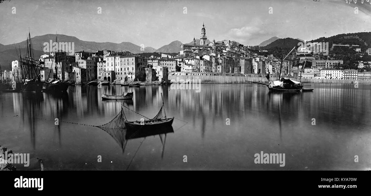 Panoramic view mediterranean coastline Black and White Stock Photos ...