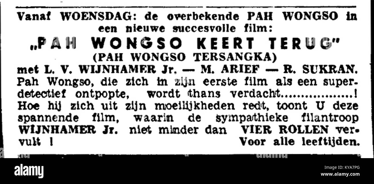 Advertisement poster featuring Pah Wongso as a suspect, illustrating ...