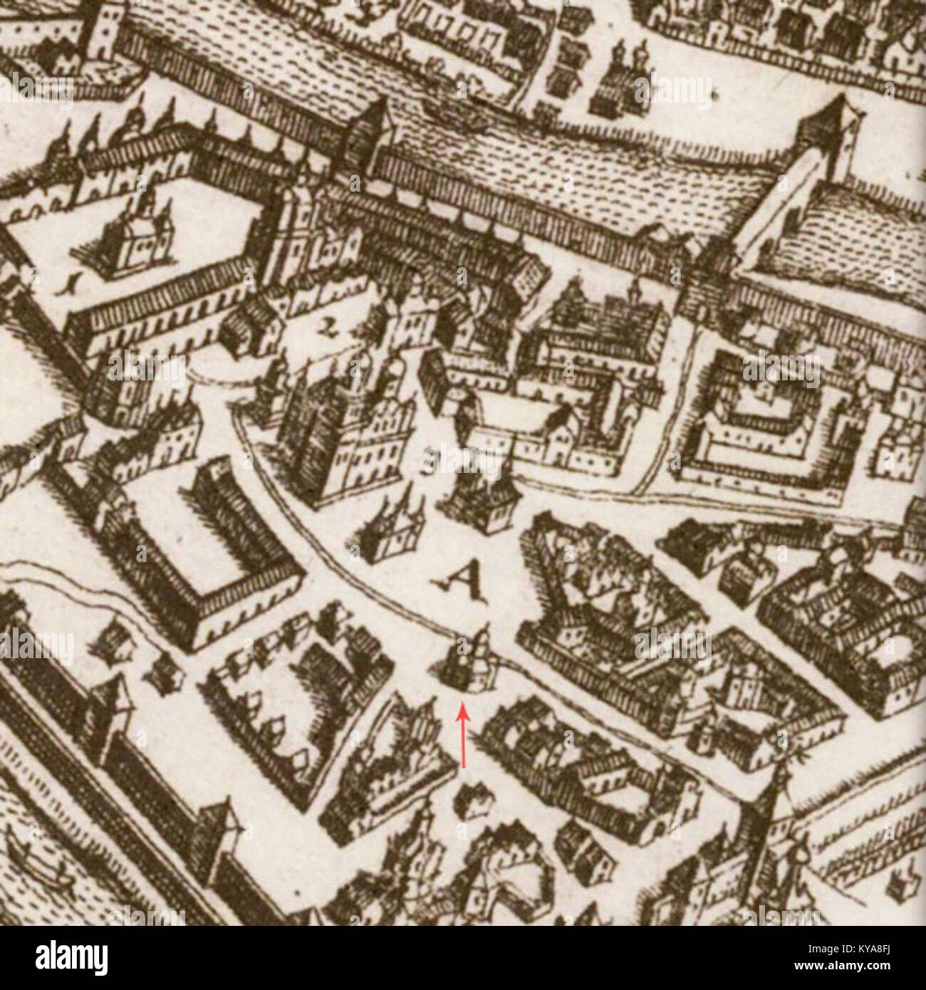 Map of Moscow by Matthäus Merian. Fragment1 Stock Photo - Alamy