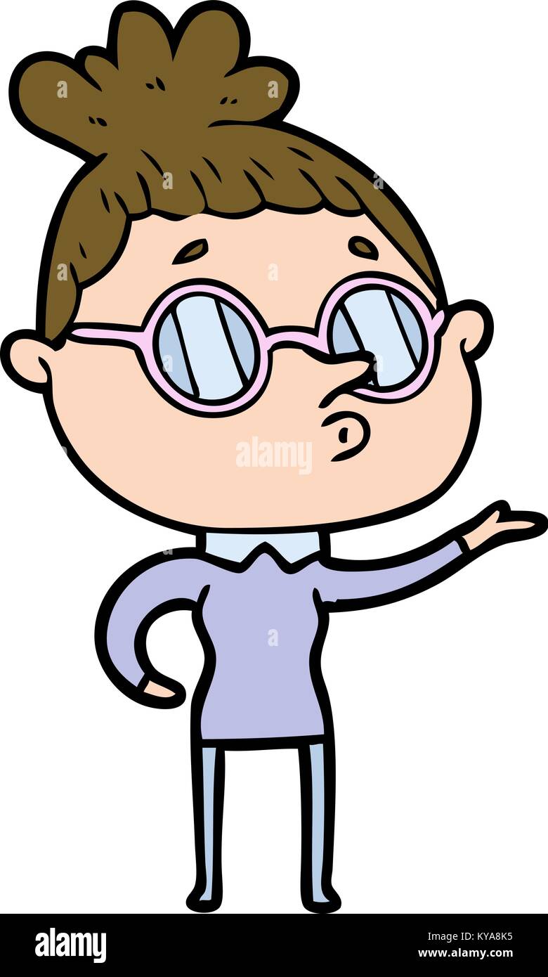 cartoon woman wearing glasses Stock Vector Image & Art - Alamy