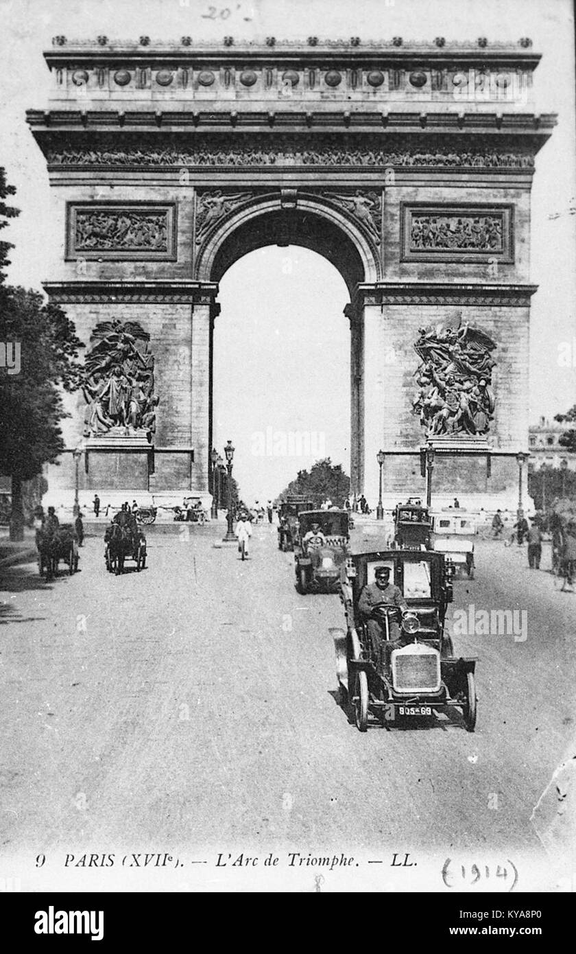 The Arc de Triomphe in Paris, photographed in 1914, stands as a ...