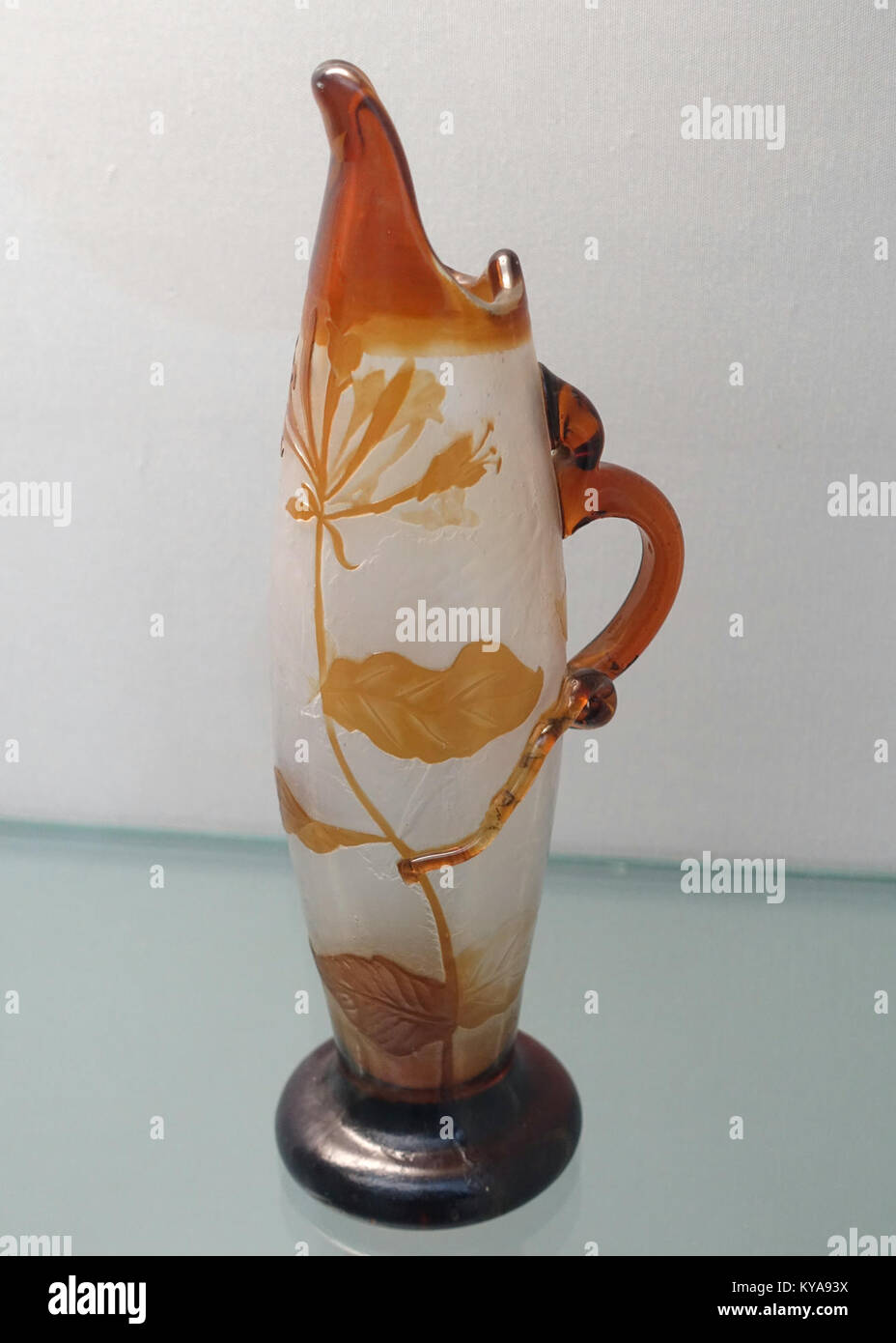 A glass pitcher created by Emile Gallé in 1896, displayed at the Bröhan ...