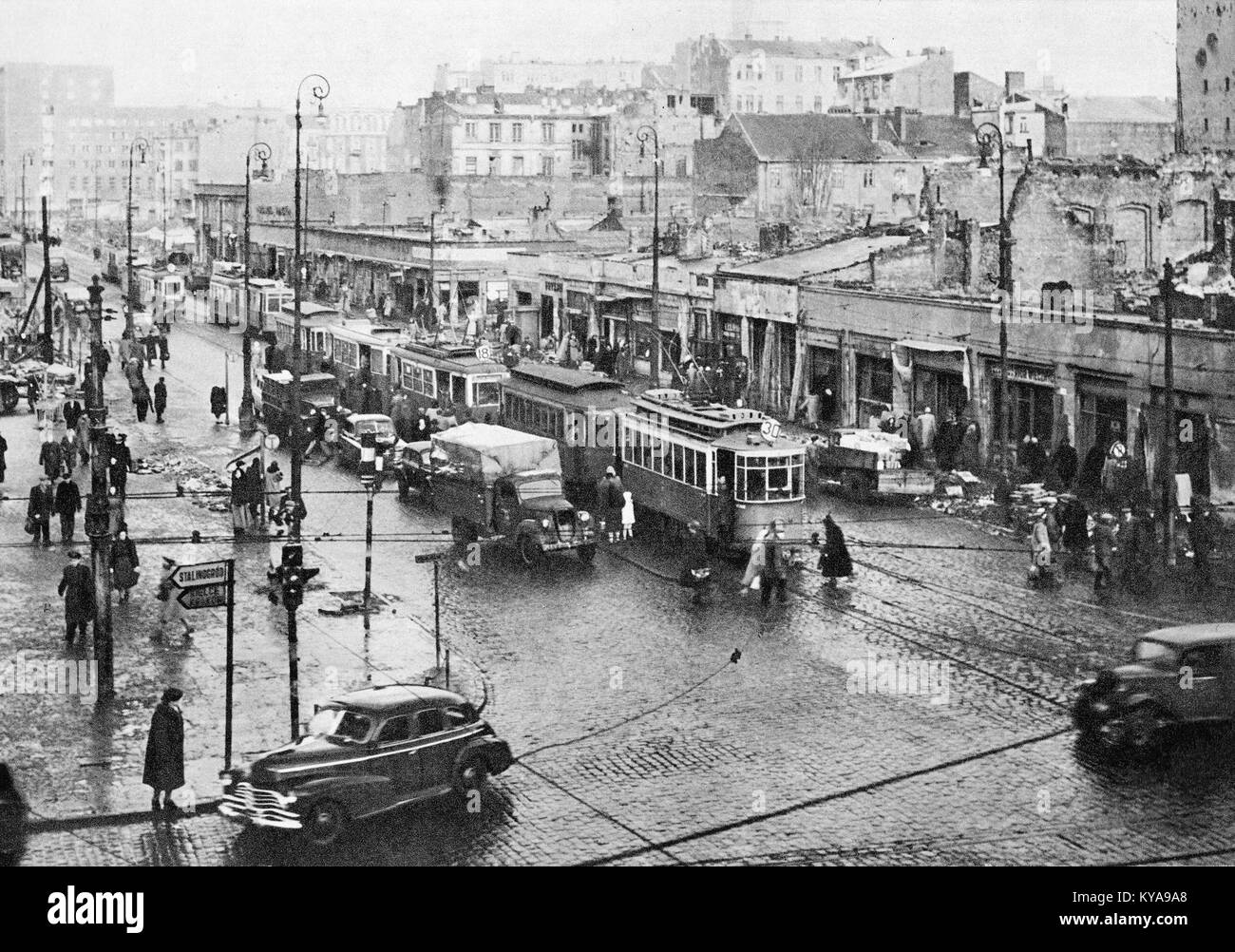 This photograph captures a view of Parterowa Marszałkowska in Warsaw ...