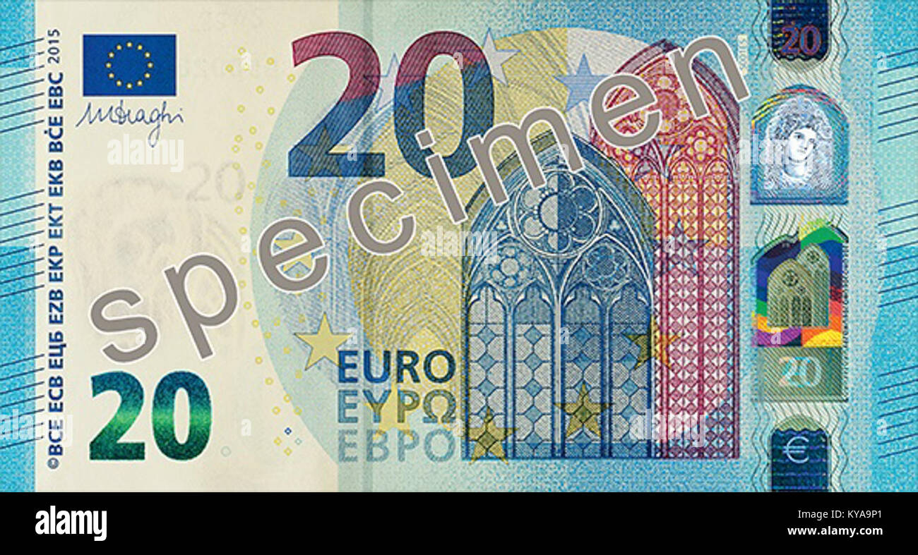 The Europa series 20 coin features an obverse side depicting symbols of ...