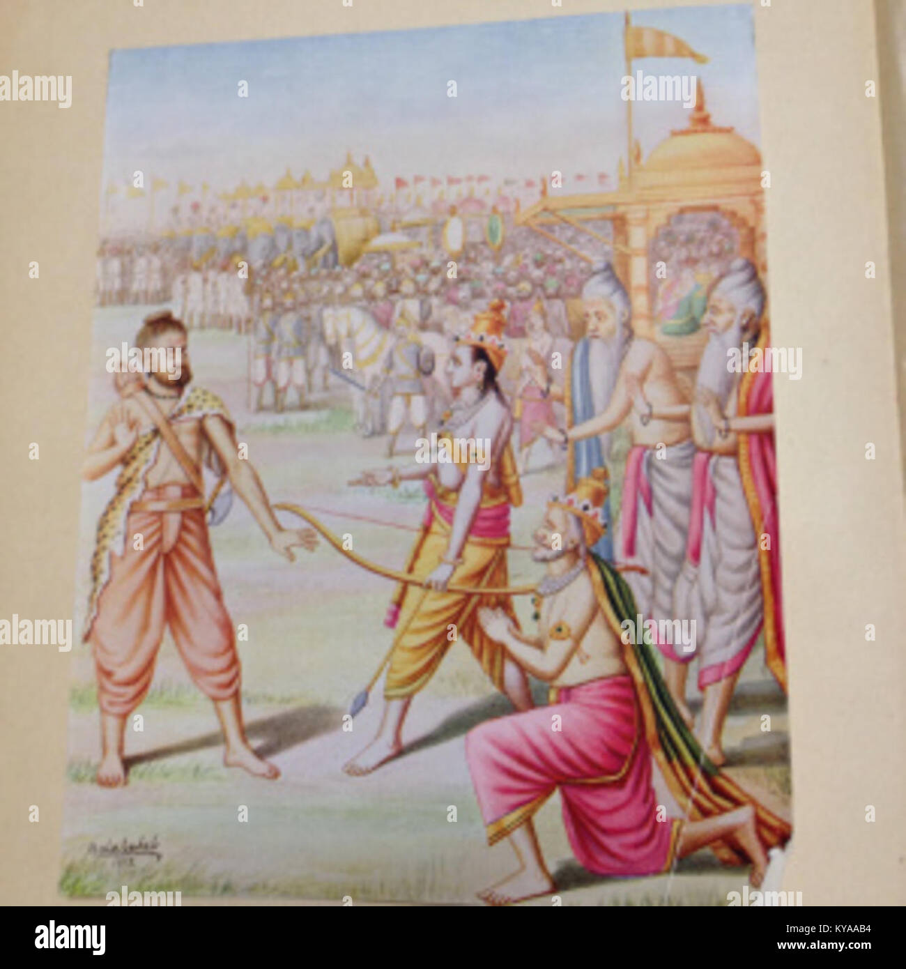 Depiction of Parashu Rama confronting Rama during his return to Ayodhya ...