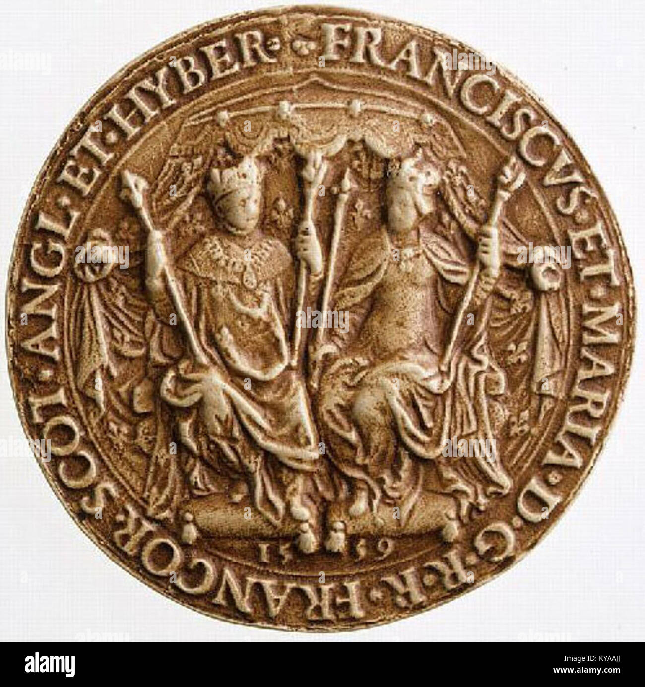 Mold of the seal of François II and Mary Stuart, King and Queen of ...