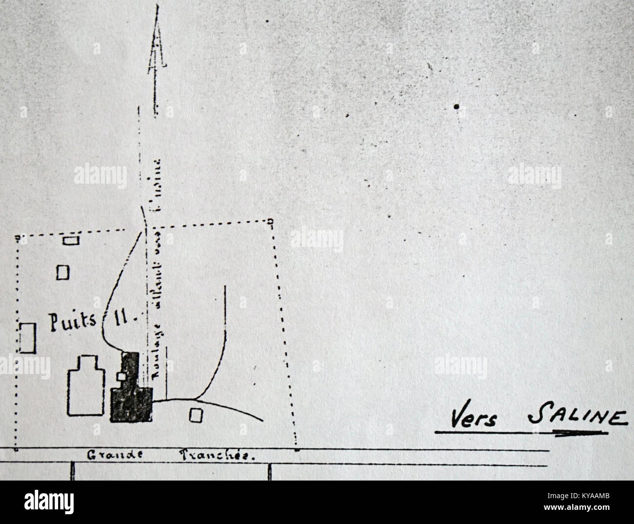 This plan shows the layout of shaft number 11 at the Gouhenans mine ...