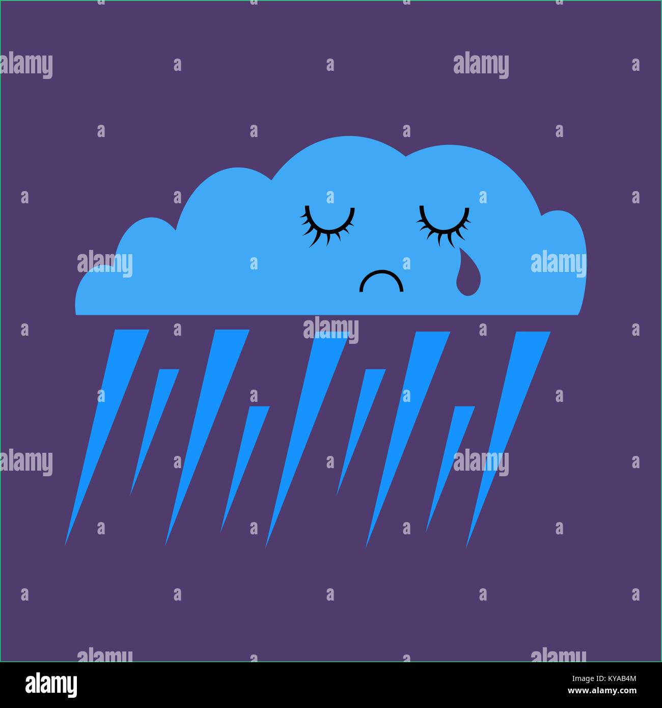 Raining - Sad emoji weather icon - simple vector illustration Stock ...