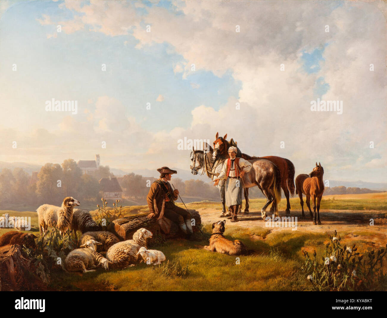 Robert Eberle Ein Landmann mit seinem Schäfer redend Stock Photo - Alamy