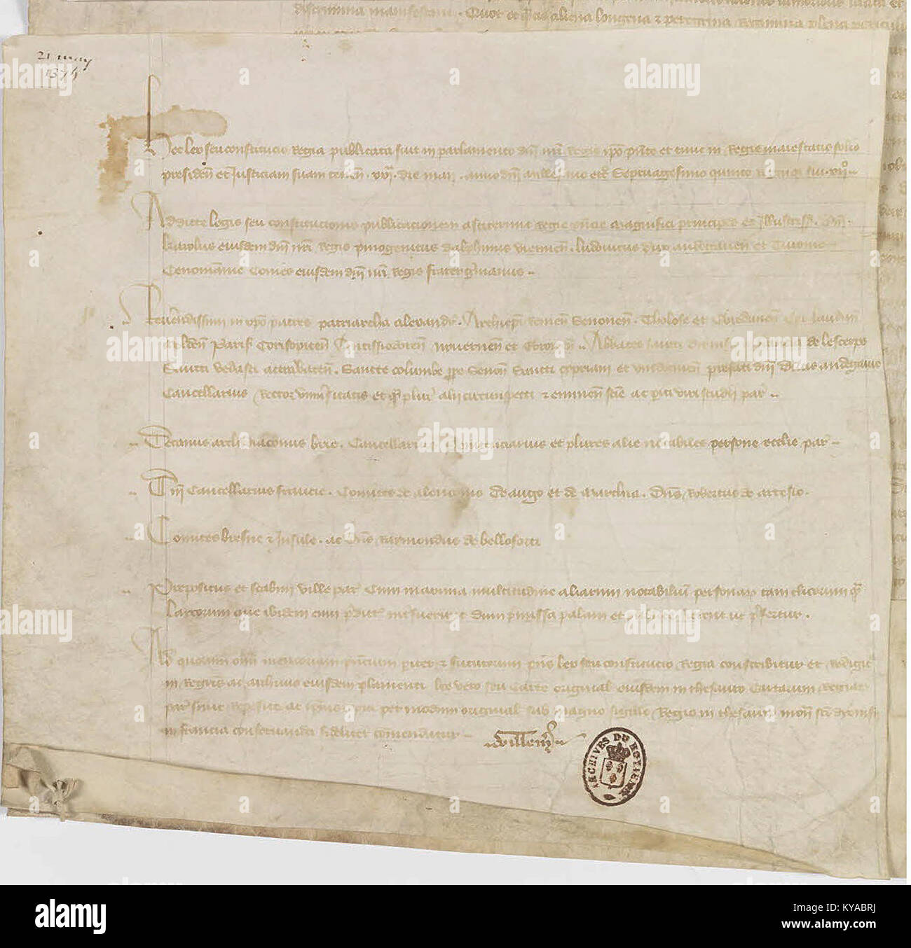 This decree by King Charles V of France, housed in the Archives ...