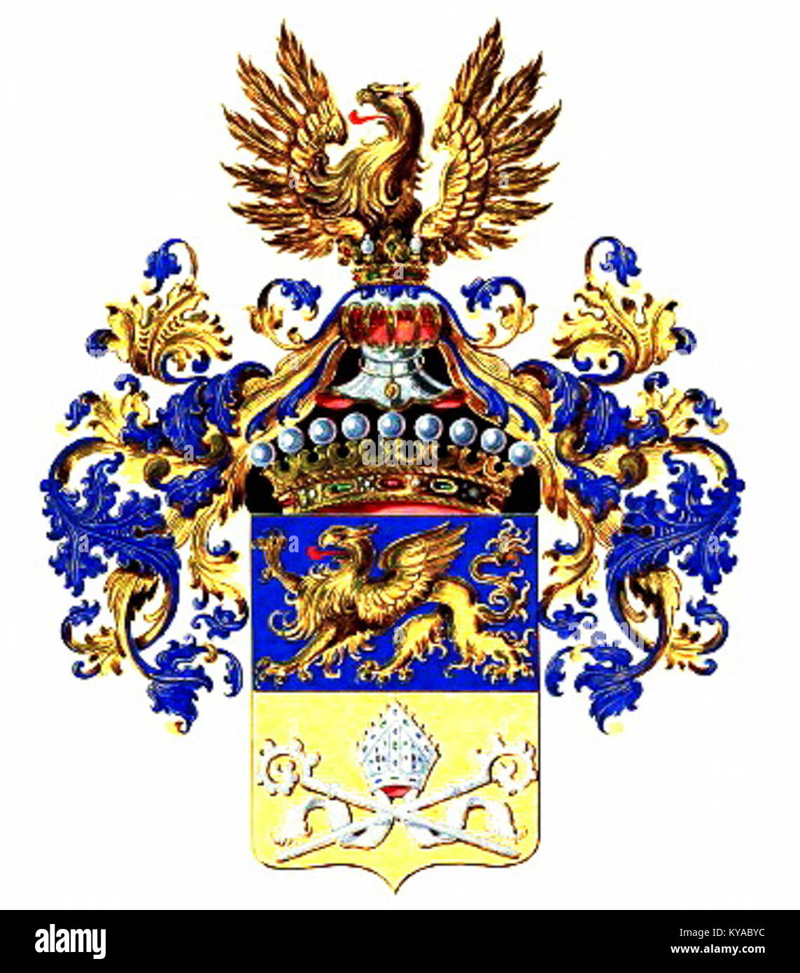 The coat of arms (COA) of the von Carlow family, a heraldic symbol ...