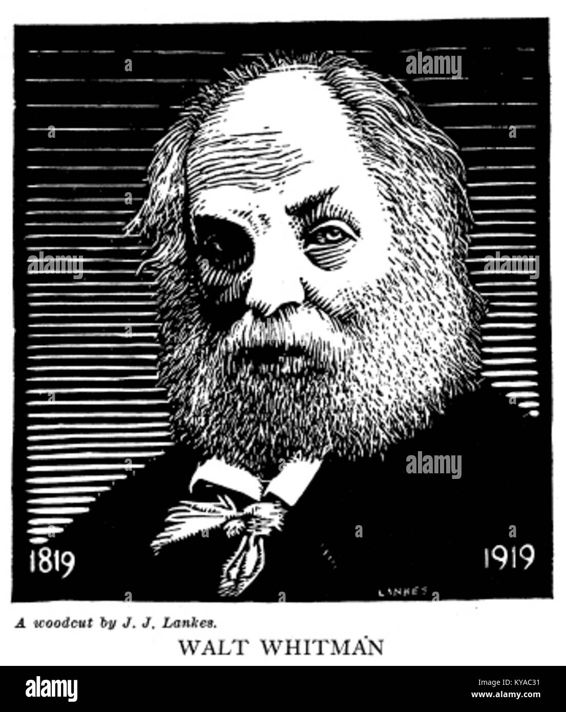 This image shows a portrayal of Walt Whitman, the American poet ...