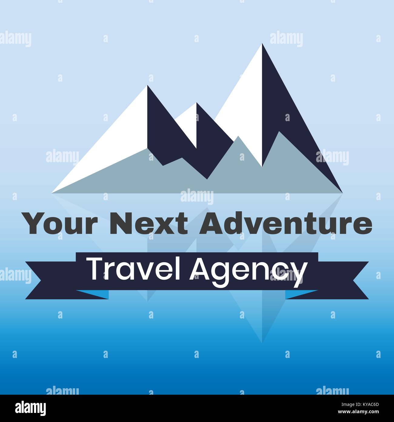 Adventure travel company logotype design with mountains reflecting in ...