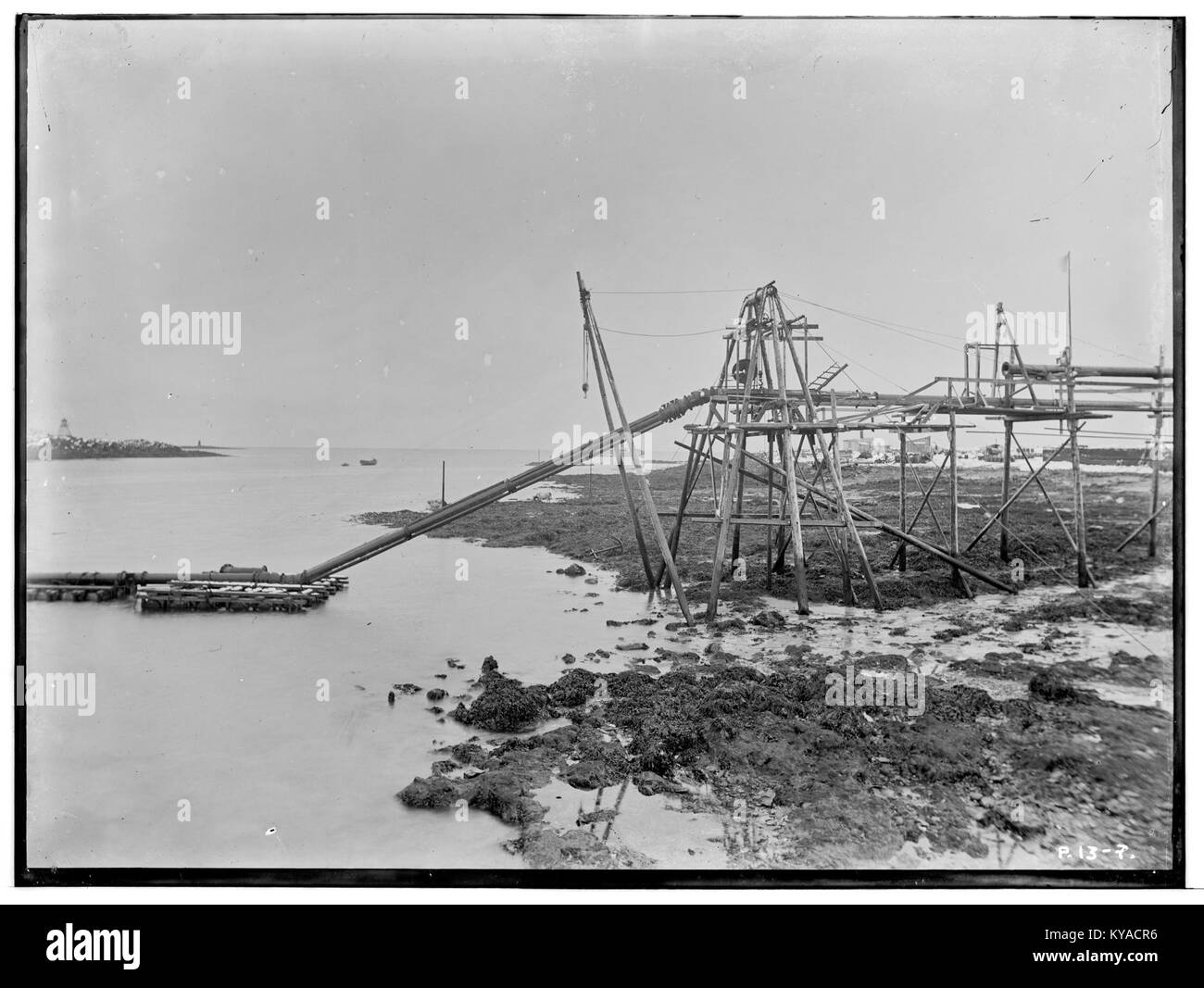 The photograph depicts the external intake of the Suggens pump pipeline ...