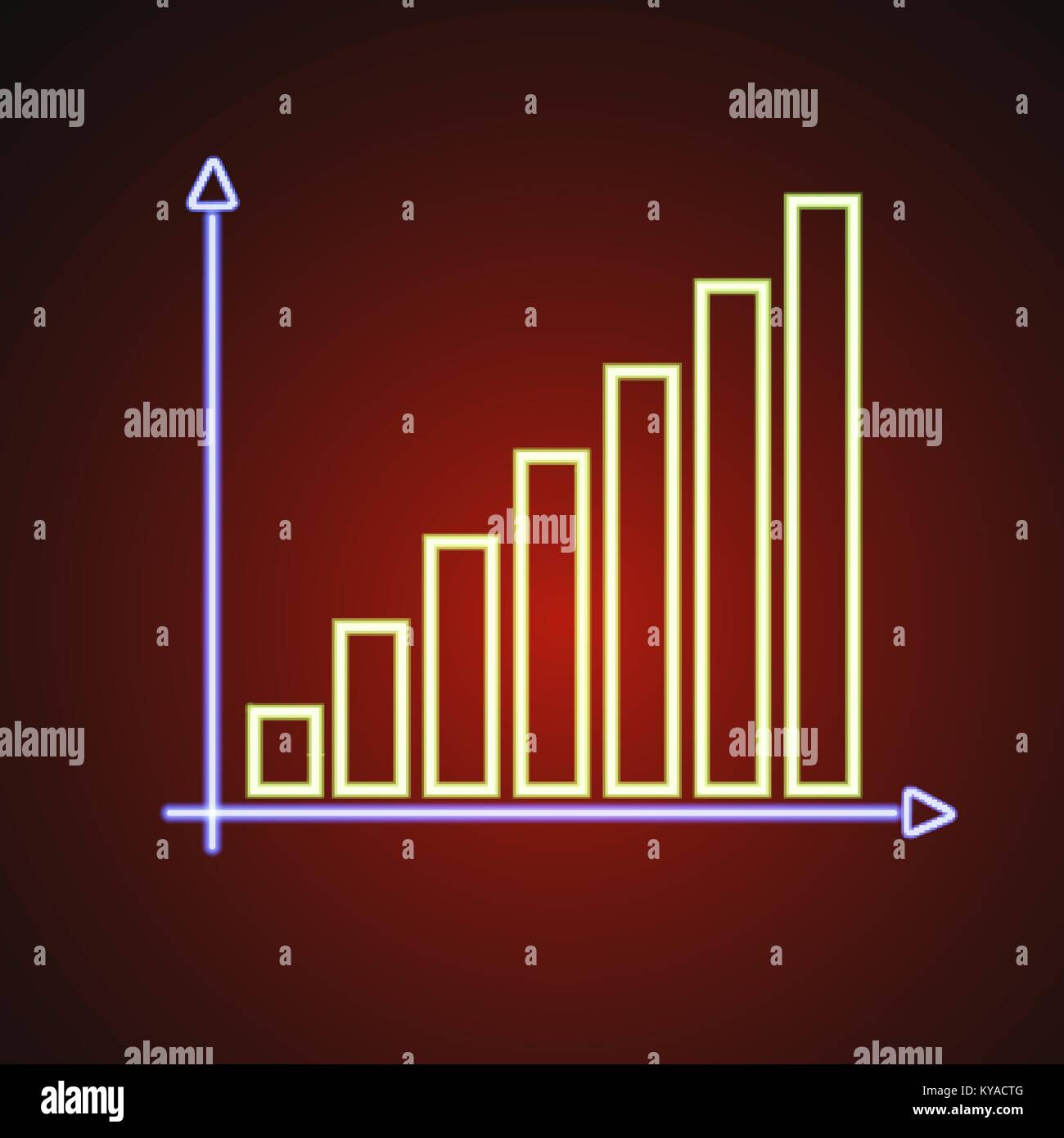 Ascending bar graph illustration in glowing neon Stock Vector Image ...