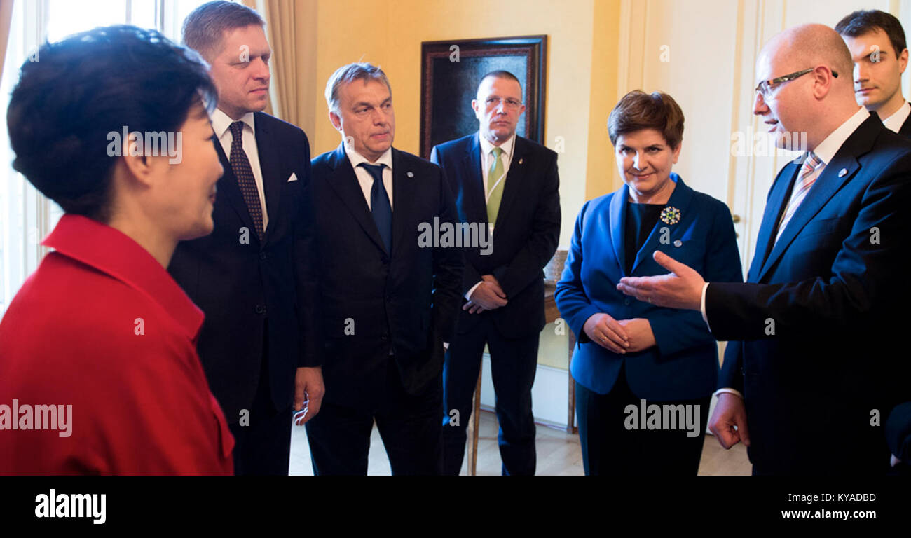 A photograph of Hungarian Prime Minister Viktor Orbán at the Visegrád ...