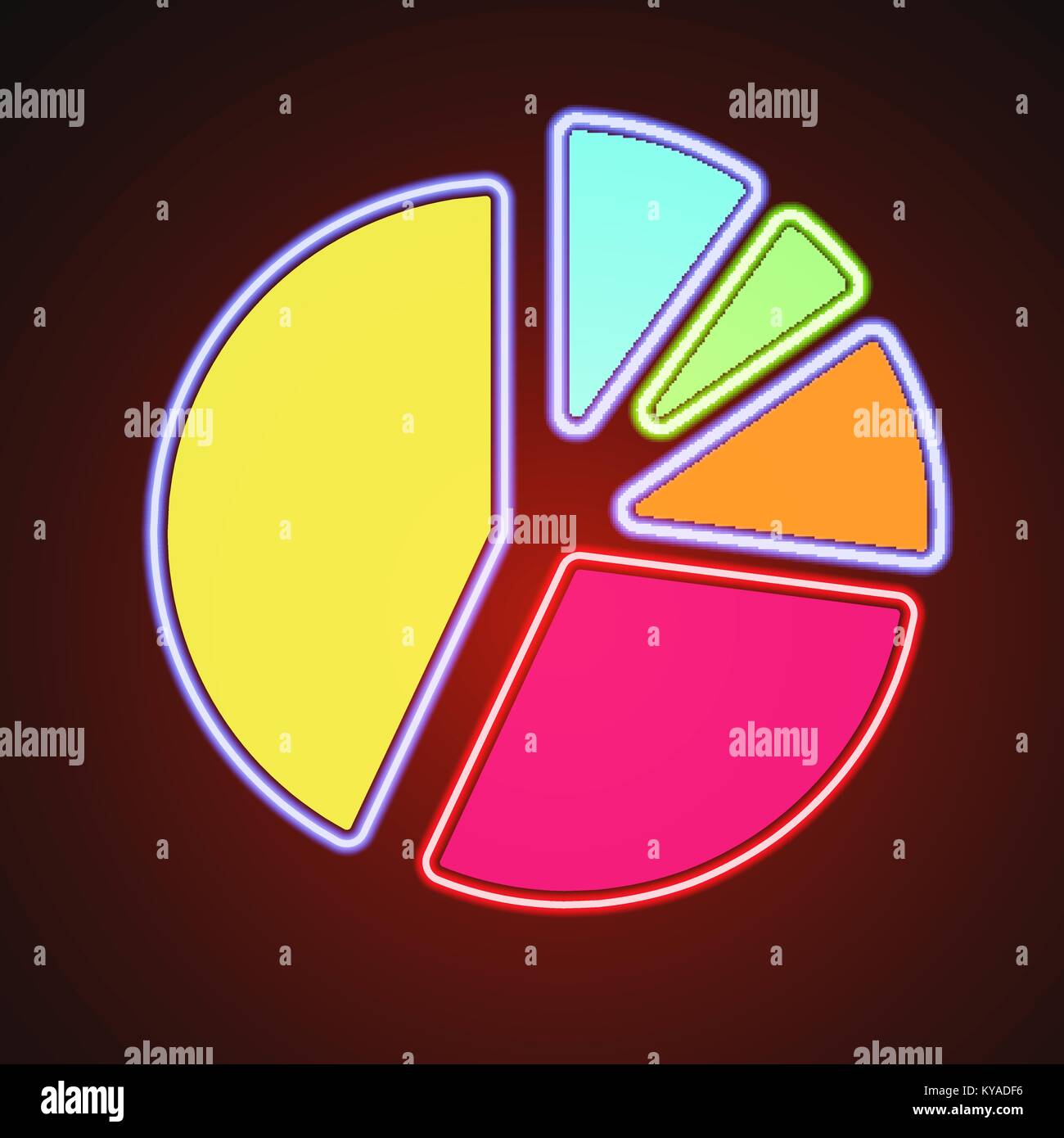 Glowin neon pie chart graph illustration icon Stock Vector Image & Art ...