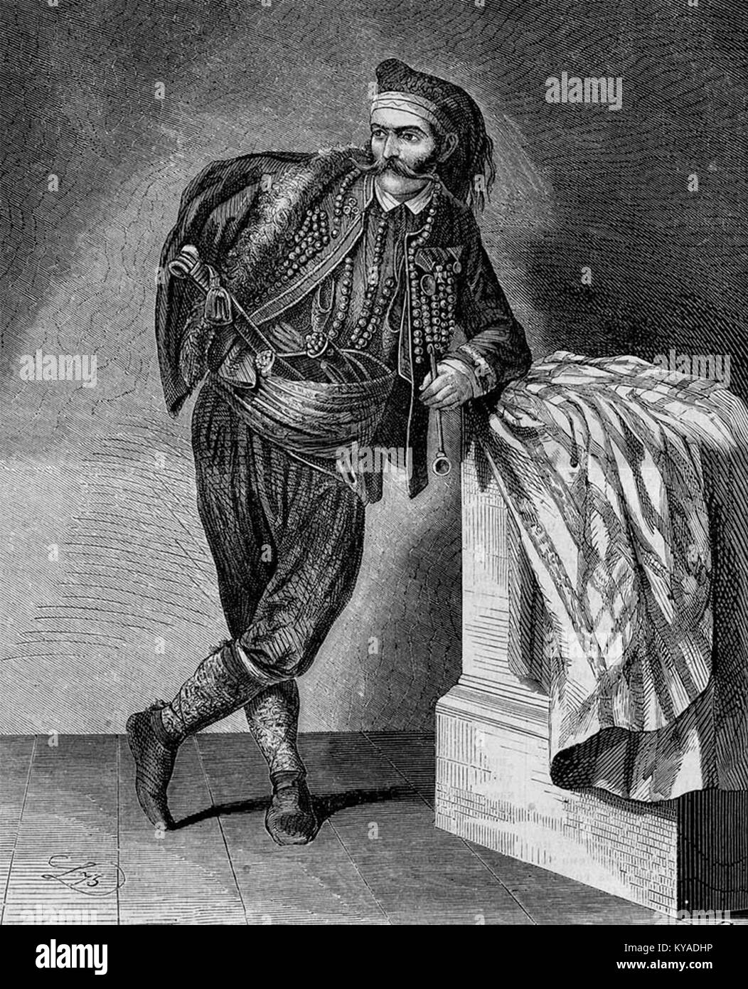 The 1875 photograph shows a Serbian military figure in uniform ...