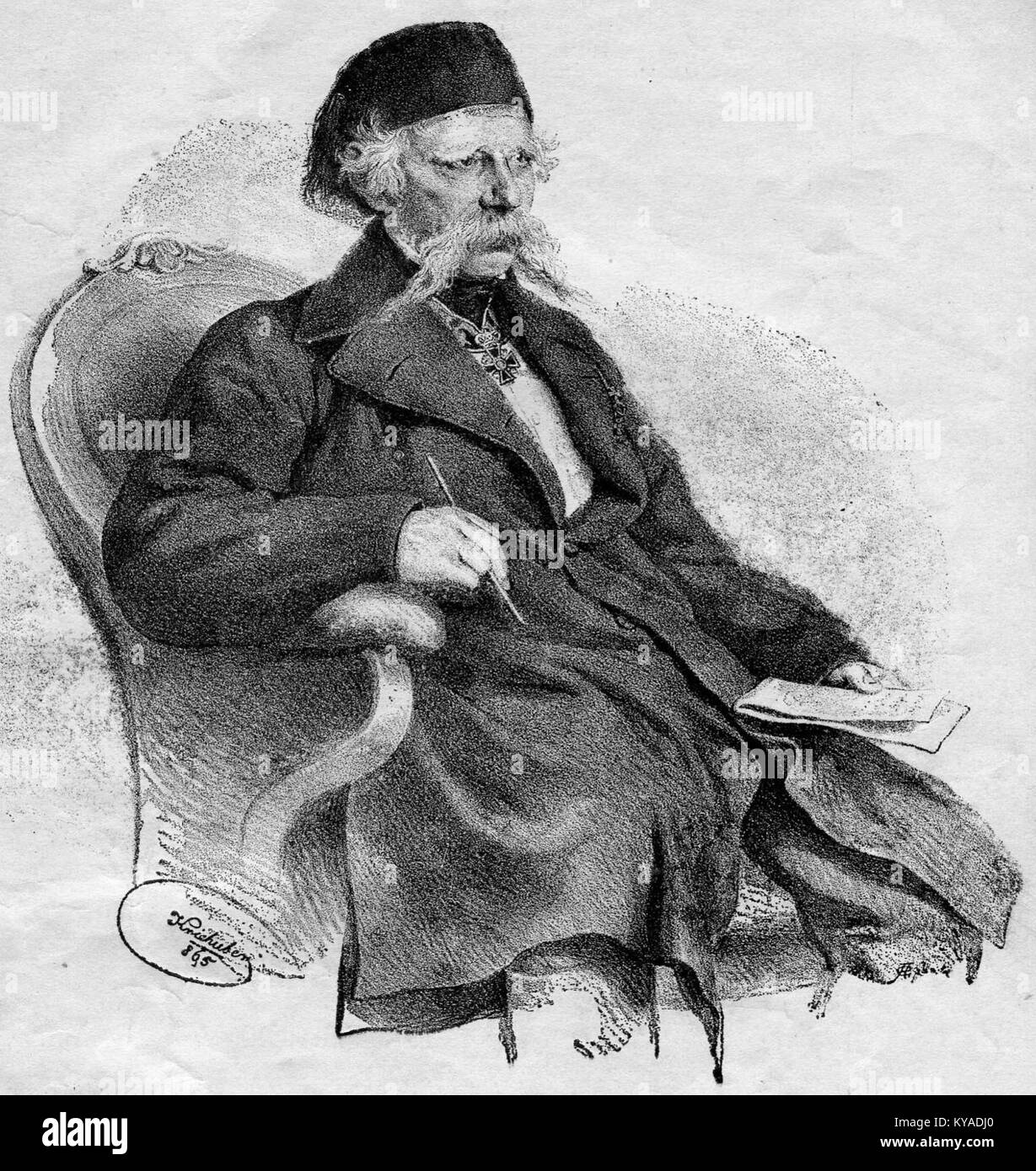 Portrait of Vuk Karadžić by Kriehuber, showing the Serbian linguist and ...
