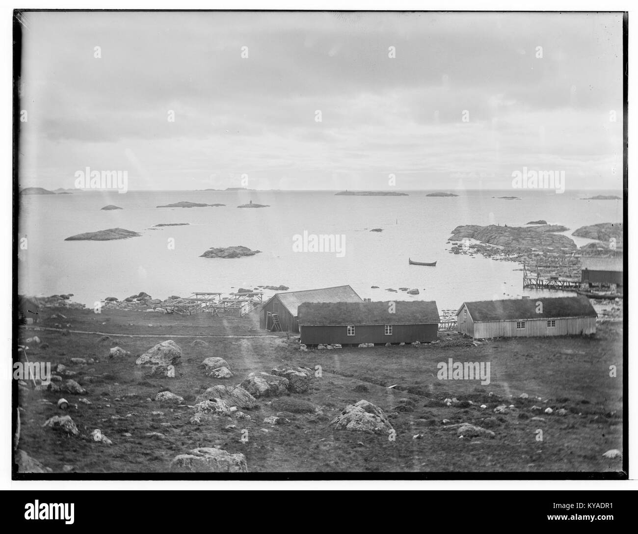 A panoramic view of Voje and Sørsand in Nordlands county, Norway. This ...