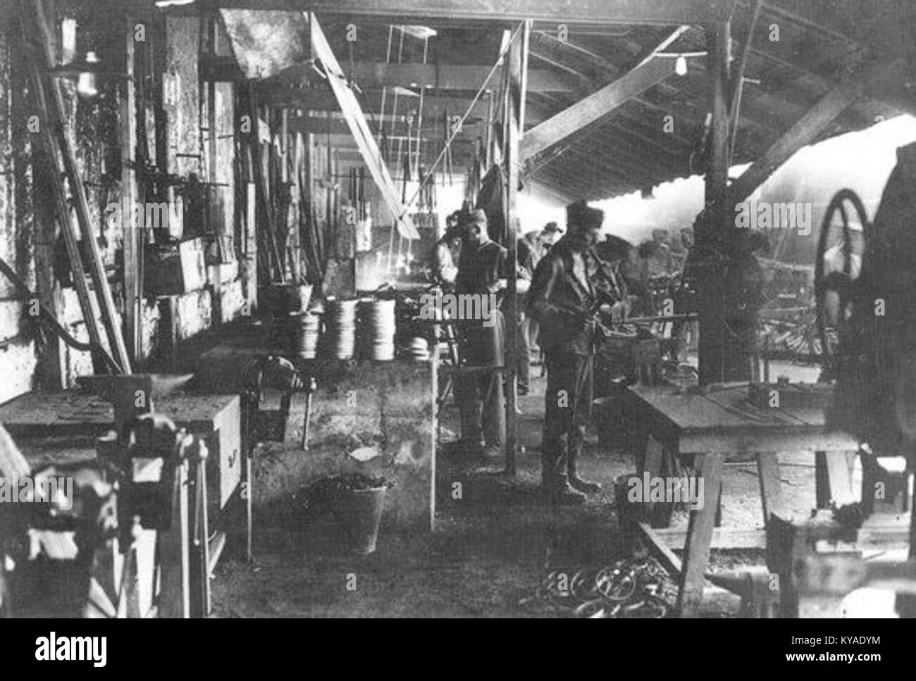 A military blacksmith workshop in Ljubljana, Slovenia, where weapons ...