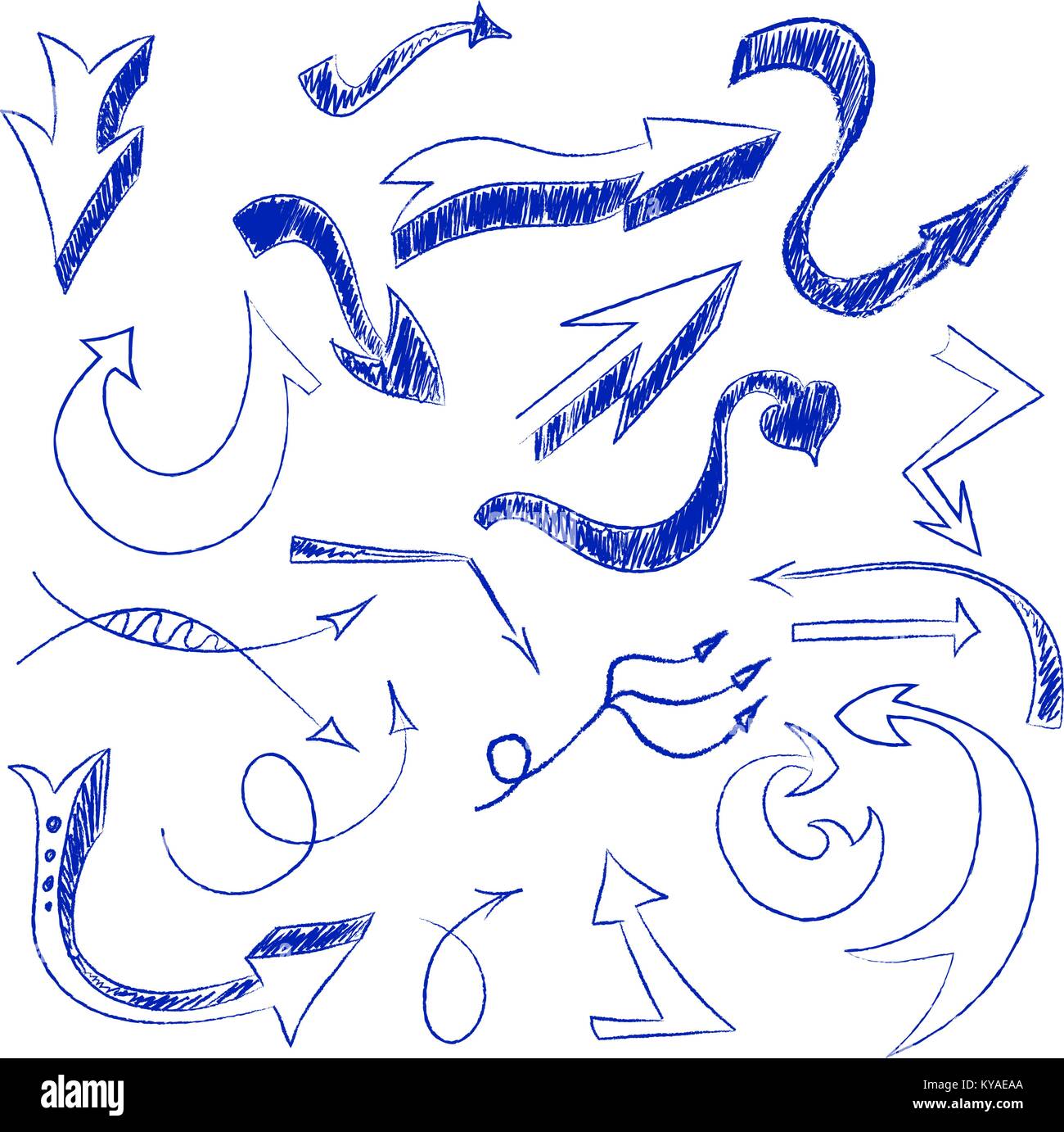 Set of 20 hand drawn ball point pen arrows Stock Vector Image & Art - Alamy