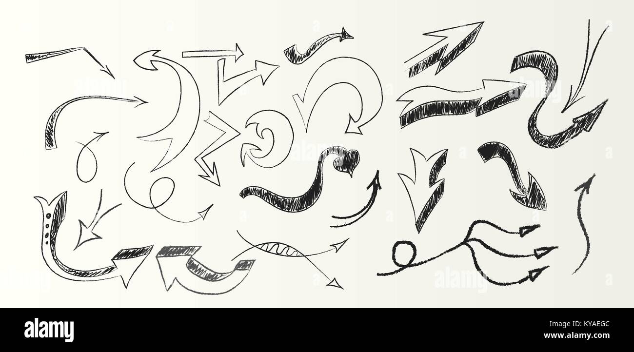 Set of 25 different hand drawn vector arrows for design projects Stock ...