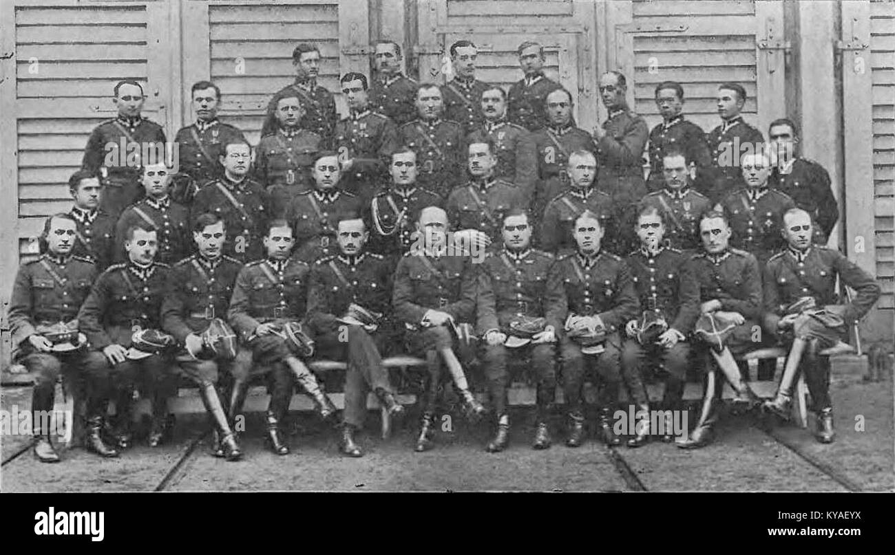 Group portrait of officers of 5PAP in Lwów, 1928, reflecting Polish ...