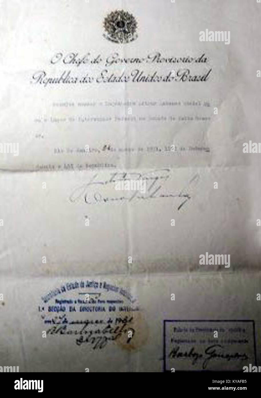Official document recording the appointment of a Federal Interventor in ...